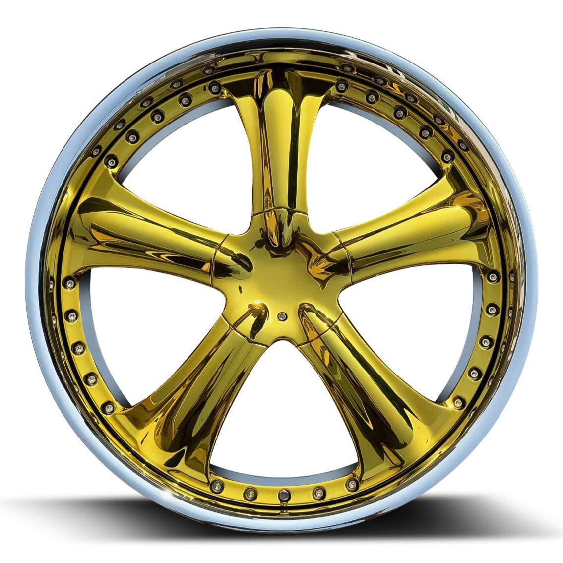AME STYLE WHEELS 2 PIECE GOLD CHROME 17" 18" 19" 20" 22" 24"